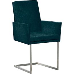 K+w Komfort & Wohnen K+W KOMFORT & WOHNEN Armlehnstuhl () stabiles Hochkantrohr, Untergestell in Edelstahloptik oder schwarz turquoise 25 + Edelstahloptik