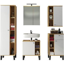 Inosign Badm&ouml;bel-Set &raquo;OSLO, Bad im skandinavischen Design, 5-teiliges Badezimmer&laquo; Set, 5 Stk. tlg. Eiche Evoke/Wei&szlig;