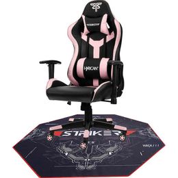 Hyrican Gaming-Stuhl »Striker Gaming-Stuhl "Copilot" Gamingstuhl + Stuhlunterlage« (Set) Bodenschutzmatte 1100x1100x2mm rosa-schwarz + schwarz...