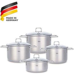 Fissler Topf-Set »Hamburg« Set, je 1 Kochtopf Ø 16, 20, 24 cm, 1 Bratentopf Ø 20 cm, mit Deckel, 4 Stk. tlg. Edelstahl 18/10 Silberfarben