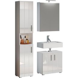 Welltime Badezimmer-Set &raquo;Prag&laquo; Set, 3 Stk. tlg. Koprpus: Wei&szlig; Melamin/Front: Wei&szlig; Hochglanz Lack