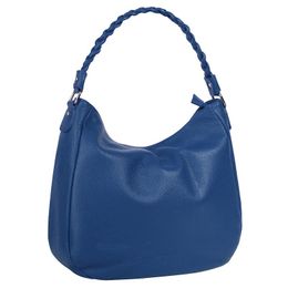 Samantha Look Damen Henkeltasche echt Leder, Made in Italy blau