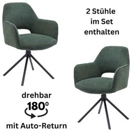 Stolkom Armlehnstuhl »Adrina« (Set) 2 Stk.180 grad drehbar mit Auto-Return grün/schwarz + schwarz