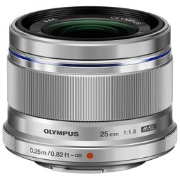 Olympus Festbrennweiteobjektiv »M.ZUIKO DIGITAL 25 mm F1.8« passend für & OM SYSTEM MFT Kameras silberfarben Passt zu Olympus OM-D & Pen und...