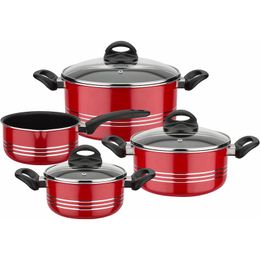 GSW Topf-Set »Milano color« Set, je 1 Kochtopf Ø 16/20/24 cm, 1x Stielkasserolle Ø 16 cm, 7 Stk. tlg. Aluminium Leichtmetall-Legierung rot