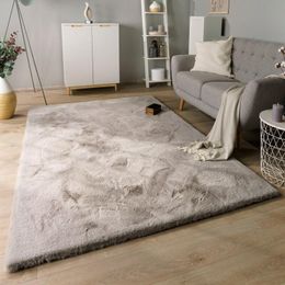 Paco Home Hochflor-Teppich »Rabbit Deluxe 860« rechteckig 39 mm Höhe Kunstfell, Uni-Farben, sehr weicher Flor, Wohnzimmer, Schlafzimmer Grau...