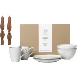 Broste Copenhagen Frühstücks-Geschirrset »Nordic Sand, inklusive 1 Packung Twist Kerzen« Beliebte Geschirr Sets Exclusiv mit Geschenk Natur 0