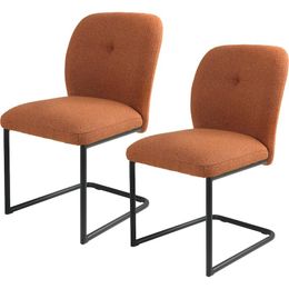 Tom Tailor HOME Freischwinger »PEBBLE CHAIR« (Set) 2 Stk.Esszimmerstuhl, Freischwinger, 140 kg belastbar, Rundrohrgestell Rusty Red/Black + Black