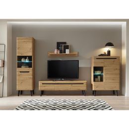 Inosign Wohnwand »Torge, Anbauwand, Schrankwand, Mediawand, Wohnzimmer-Set« Set, 4 Stk. tlg. Eiche Artisan Dekor/ Eiche Artisan Dekor, Applk....