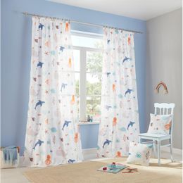 OTTO HOME Gardine »OCEAN« Kräuselband 1 Stk. tlg. Kindergardine, mit Meeresmotiven einseitig bedruckt, Tiere blanc Obermaterial: 52% Polyester, 48%...