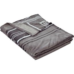 my home Wohndecke »Kelian« mit Streifen, XXL Wohndecke 210x280, weich und anschmiegsam dunkelgrau/grau Obermaterial: 100% Polyester B/L: 210 cm x...