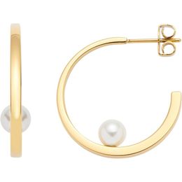 Leonardo Paar Creolen »Ohrringe Lucinda« mit Perle (imitiert) gelbgoldfarben-weiß 6 mm Diese filigranen Ohrstecker machen das Lucinda-Set perfekt
