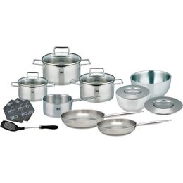 ELO Topf-Set »Smart Steam« Set, Fleischtopf 16/20/24 cm, Stielkasserolle 16 cm, Bratpfanne 24/28 cm, 11 Stk. tlg. Edelstahl 18/10 edelstahlfarben