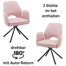 Stolkom Armlehnstuhl »Nele« (Set) 2 Stk.180 grad drehbar mit Auto-Return pink/schwarz + schwarz