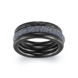 Kingka Ring-Set &raquo;Stardust Noir&laquo; schwarz 52 Eleganter Stapelring, bestehend aus drei Ringen in unterschiedlichen Designs