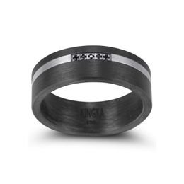 Kingka Partnerring &raquo;Carbon&laquo; mit Zirkonia (synth.) schwarz-edelstahlfarben 60 Hochwertiger Partnerring