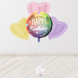 Heliumballon-Geschenk „Happy Birthday“ Rainbow Pastell Set