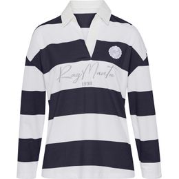 Heine Damen Langarm-Poloshirt mit Streifen marine-ecru-bedruckt Gr&ouml;&szlig;e 38