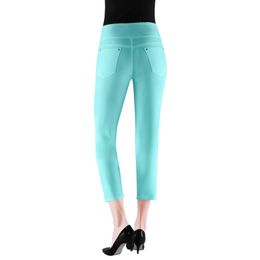 CR&Eacute;ATION L Damen Stretch-Hose in Wadenl&auml;nge aqua Gr&ouml;&szlig;e 40