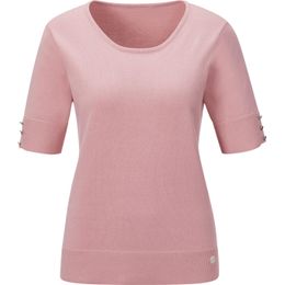 CREATION L PREMIUM Damen Kurzarmpullover mit Zierkn&ouml;pfen rosenquarz Gr&ouml;&szlig;e 40