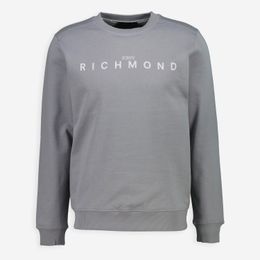 John Richmond Graues Sweatshirt mit Fleece-Futter und Logo