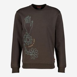 Scotch & Soda Dunkelbraunes Sweatshirt mit Motivstickerei