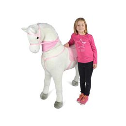 Pink Papaya XXL Stehpferd für Kinder " Luna 125 cm " in Weiss mit weißer Mähne | Gr.: onesize