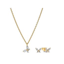 Pandora Damen-Schmuckset Kette und Ohrringe Schmetterling Goldfarben | Gr.: onesize