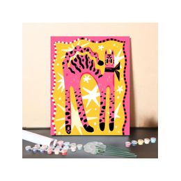 ARTNANAS DIY Malen nach Zahlen Set-"Pink Panther Cat" | Gr.: 40x50 mit Rahmen