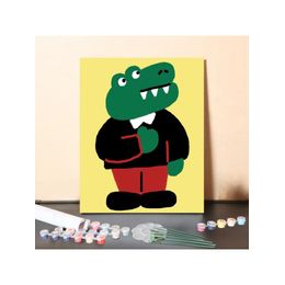 ARTNANAS DIY Malen nach Zahlen Set-"Cooles Krokodil" | Gr.: 40x50 mit Rahmen