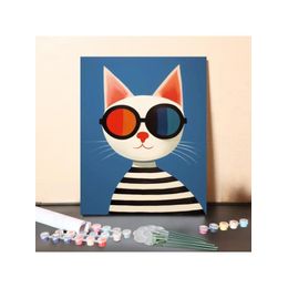 ARTNANAS DIY Malen nach Zahlen Set-"Brillenkatze" | Gr.: 40x50 mit Rahmen