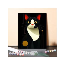 ARTNANAS DIY Malen nach Zahlen Set-"Goldblick Katze" | Gr.: 30x40cm mit Keilrahmen nicht ges