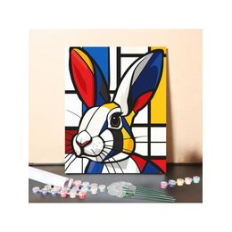 ARTNANAS DIY Malen nach Zahlen Set-"Bunter Hase" | Gr.: 40x50 mit Rahmen