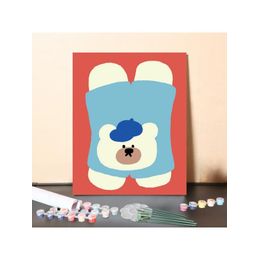 ARTNANAS DIY Malen nach Zahlen Set-"Kuschel B&auml;r" | Gr.: 30x40 ohne Rahmen