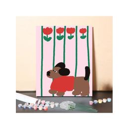 ARTNANAS DIY Malen nach Zahlen Set-"Kleiner Hund" | Gr.: 30x40cm mit Keilrahmen nicht ges