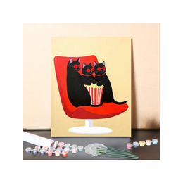 ARTNANAS DIY Malen nach Zahlen Set-"Movie Cats" | Gr.: 30x40cm mit Keilrahmen nicht ges