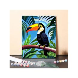 ARTNANAS DIY Malen nach Zahlen Set-"Tropischer Tukan" | Gr.: 30x40cm mit Keilrahmen nicht ges