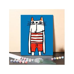 ARTNANAS DIY Malen nach Zahlen Set-"Blaue Katze" | Gr.: 30x40cm mit Keilrahmen nicht ges