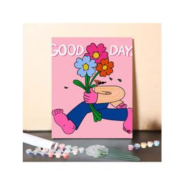 ARTNANAS DIY Malen nach Zahlen Set-"Good Day Blumen " | Gr.: 30x40cm mit Keilrahmen nicht ges