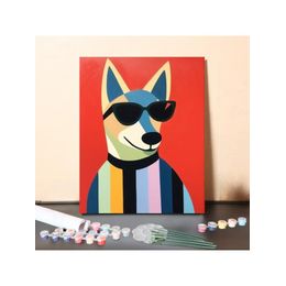 ARTNANAS DIY Malen nach Zahlen Set-"Bunter Hund" | Gr.: 30x40 mit Rahmen