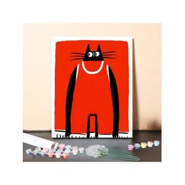 ARTNANAS DIY Malen nach Zahlen Set-"Stolze Katze" | Gr.: 30x40 mit Rahmen