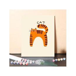 ARTNANAS DIY Malen nach Zahlen Set-"Katze mit Schal" | Gr.: 40x50 mit Rahmen