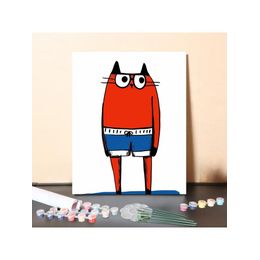 ARTNANAS DIY Malen nach Zahlen Set-"Cooler Kater" | Gr.: 30x40cm mit Keilrahmen nicht ges