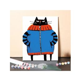 ARTNANAS DIY Malen nach Zahlen Set-"Gestreifte Katze" | Gr.: 40x50 mit Rahmen
