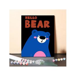 ARTNANAS DIY Malen nach Zahlen Set-"Hello Bear" | Gr.: 30x40cm mit Keilrahmen nicht ges