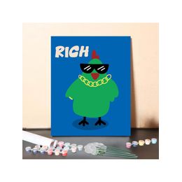 ARTNANAS DIY Malen nach Zahlen Set-"Rich Chicken" | Gr.: 30x40 mit Rahmen