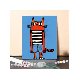 ARTNANAS DIY Malen nach Zahlen Set-"Freche Katze" | Gr.: 30x40cm mit Keilrahmen nicht ges