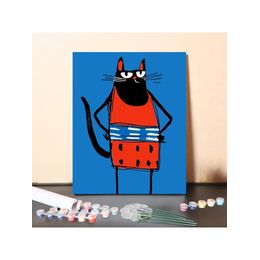 ARTNANAS DIY Malen nach Zahlen Set-"Sportliche Katze" | Gr.: 30x40cm mit Keilrahmen nicht ges