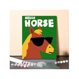 ARTNANAS DIY Malen nach Zahlen Set-"Hello Horse" | Gr.: 30x40cm mit Keilrahmen nicht ges