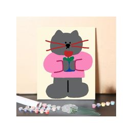 ARTNANAS DIY Malen nach Zahlen Set-"Katze mit Blume" | Gr.: 30x40 mit Rahmen